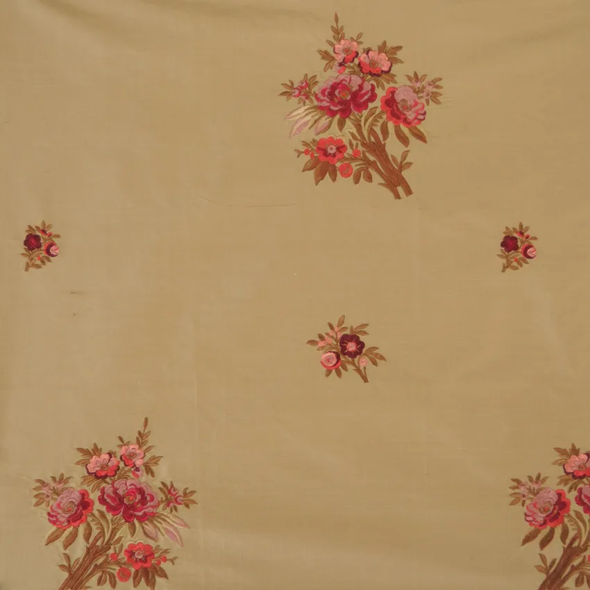 Mansion Taupe Embroidery Floral Silk Crewels Drapery and Upholstery ...