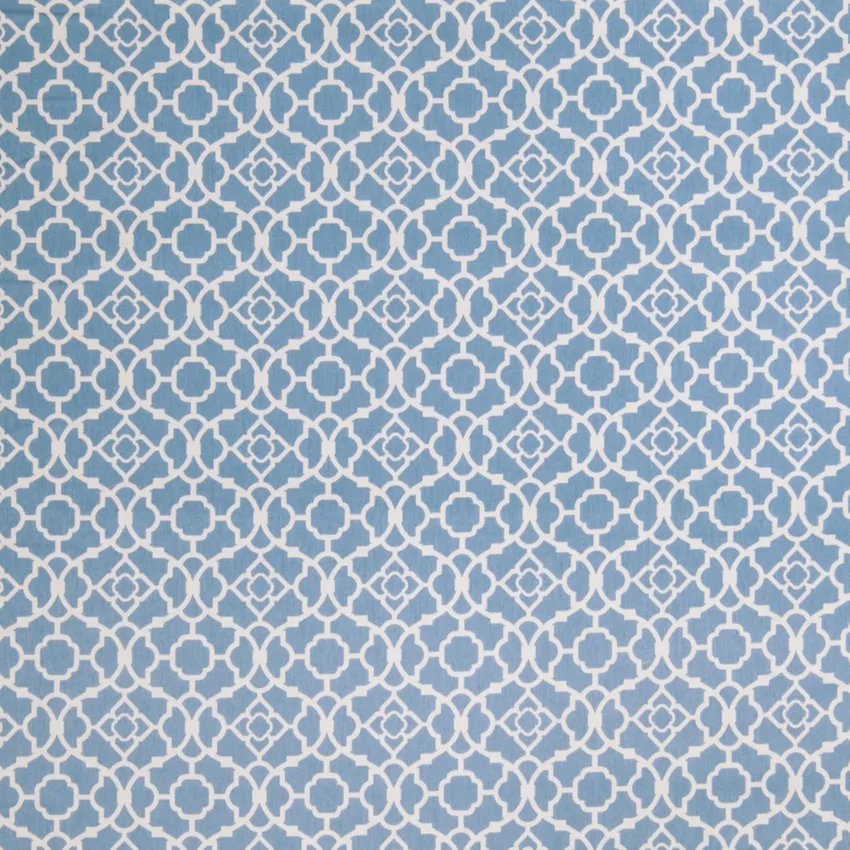 Azure Blue Lattice Prints Drapery and Upholstery Fabric by the Yard