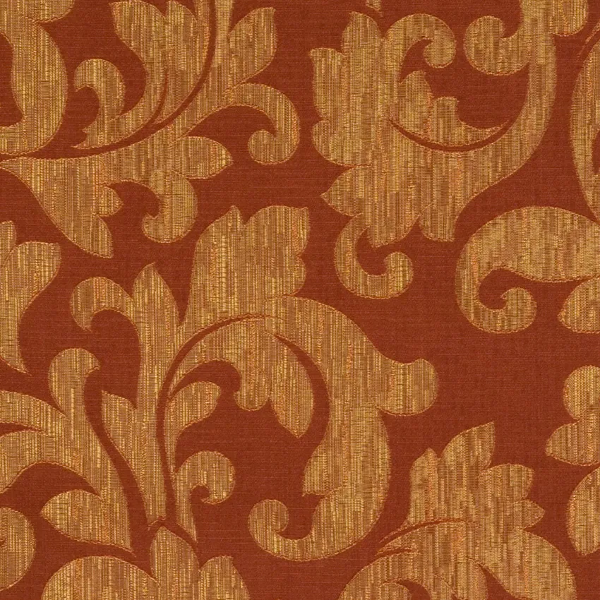 Cinnabar Orange Scrollwork Faux Silk Drapery Novelty Drapery and ...