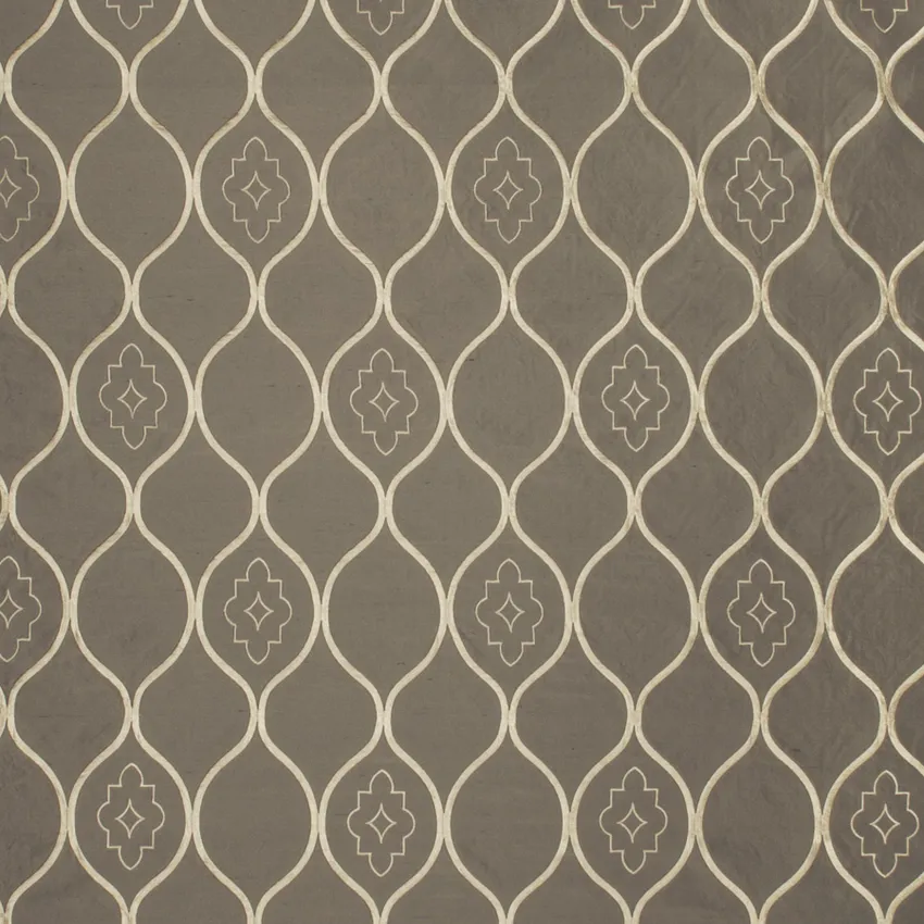 Grey Grey Linen Embroidery Lattice Silk Crewels Drapery and Upholstery ...