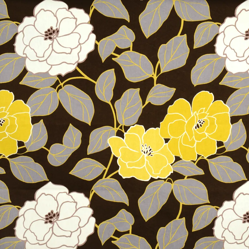 Ochre Grey Brown Gold Floral Print Pattern Contemporary Prints Non ...
