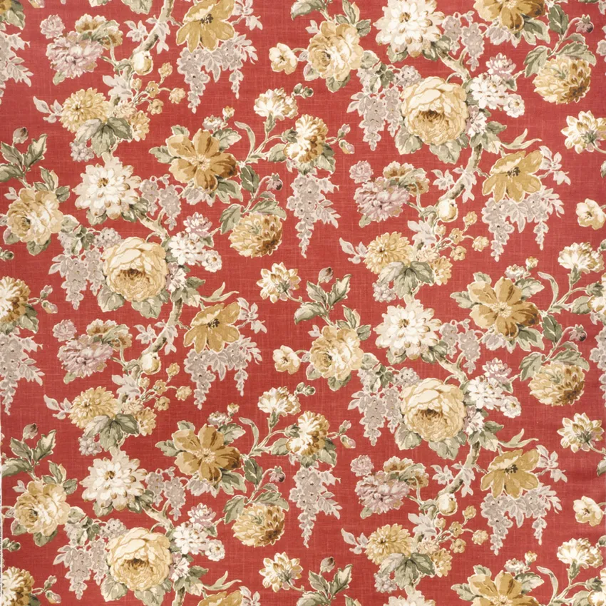 Rouge Red Floral Prints Drapery and Upholstery Fabric by the Yard