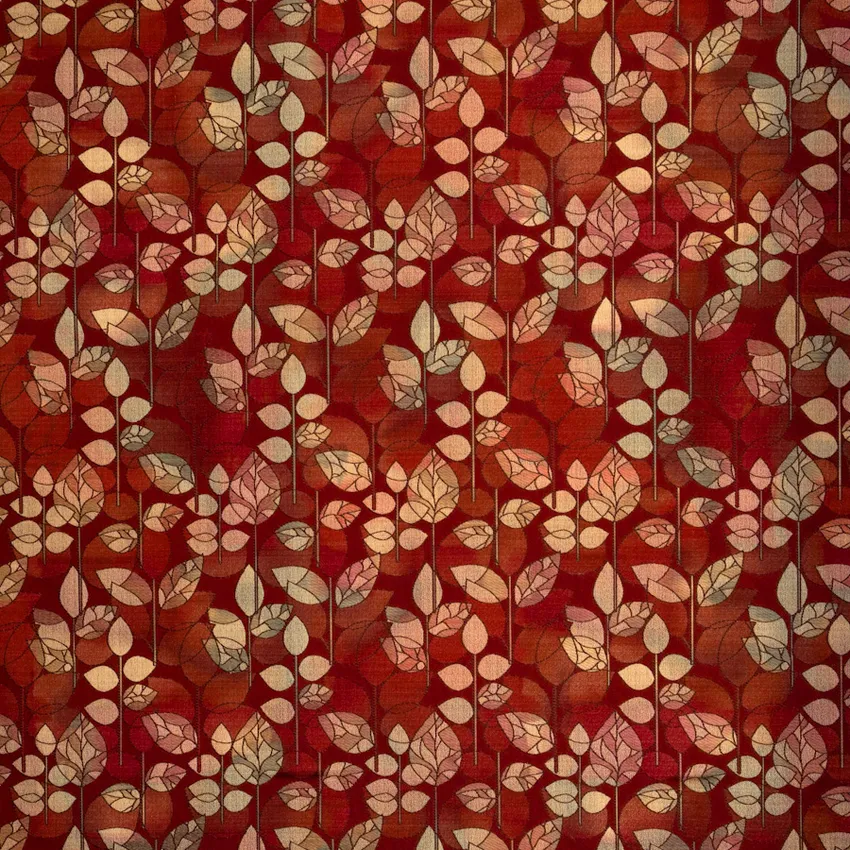 Ruby Sparkle Red Multi Color Leaves Contemporary Wovens Upholstery ...