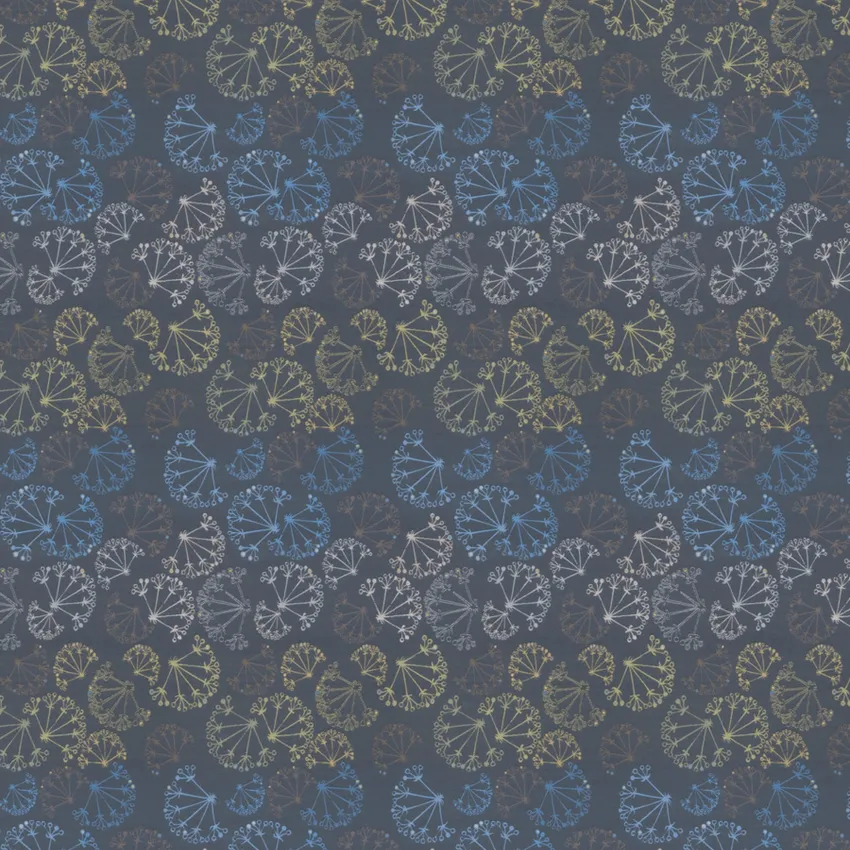 Blue Stone Blue Floral Contemporary Wovens Upholstery Fabric by the Yard