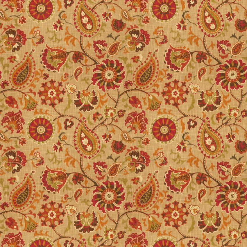 Cayenne Orange Floral Print Pattern Prints Non Converted Drapery and ...