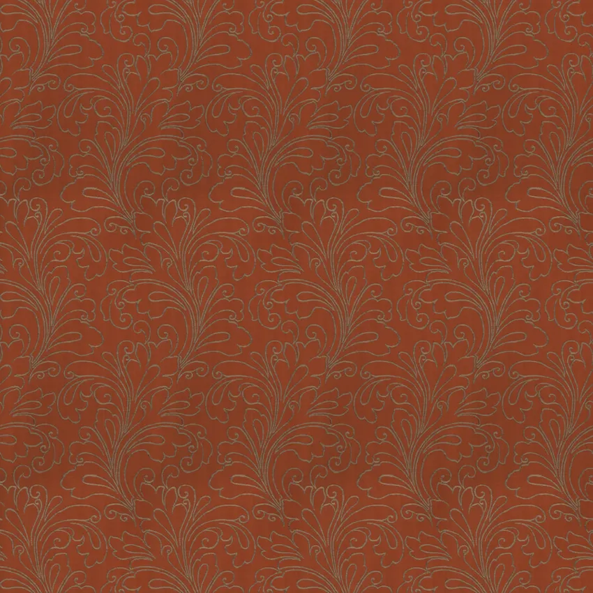 Cayenne Orange Leaves Faux Silk Drapery and Upholstery Fabric by the Yard