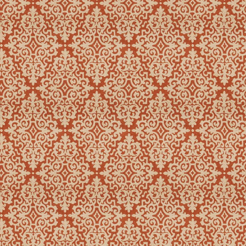 Persimmon Beige Orange Jacquard Pattern Medallion Damask Wovens ...