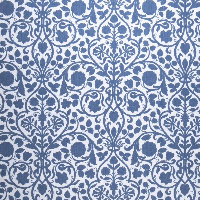 S0515 Periwinkle Blue Off White Floral Damask Prints Linen Prints ...