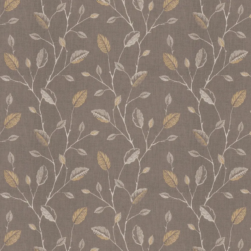 Goldenrod Grey Gold Embroidery Leaves Crewels Drapery and Upholstery ...