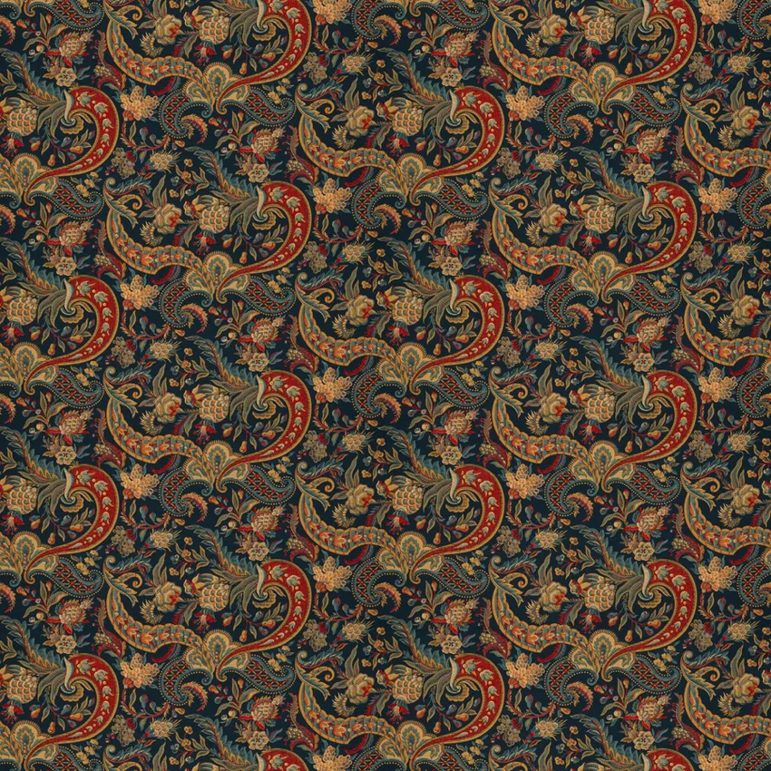 Jewel Blue Multi Color Jacobean Paisley Print Pattern Prints Multi ...