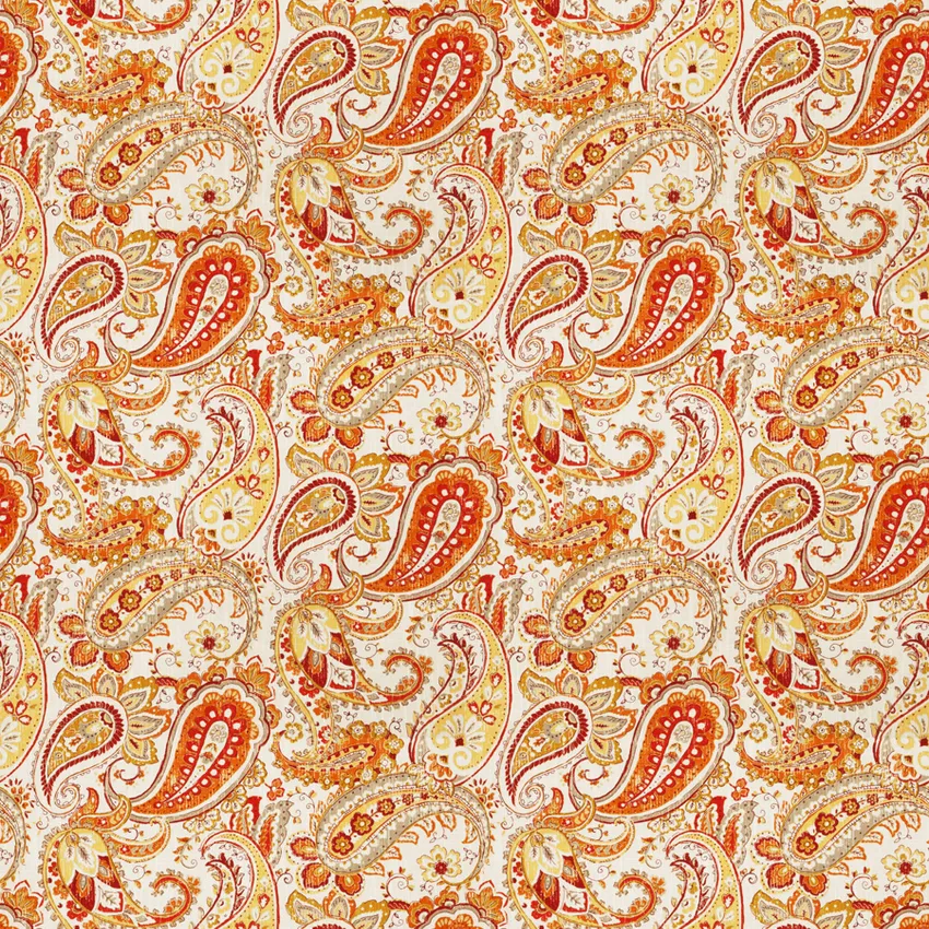 Blaze Orange Paisley Print Pattern Prints Non Converted Drapery and ...