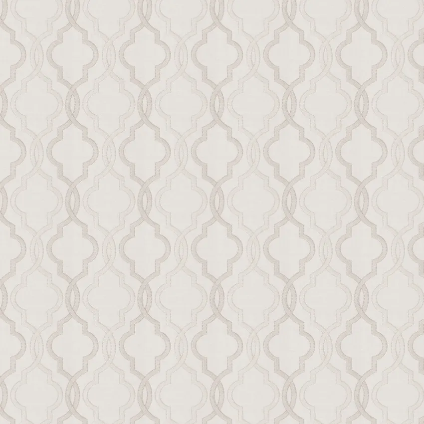 Platinum Grey Embroidery Lattice Crewels Drapery and Upholstery Fabric ...