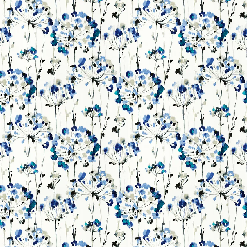 Blue Floral Print Pattern Contemporary Prints Non Converted Drapery and ...