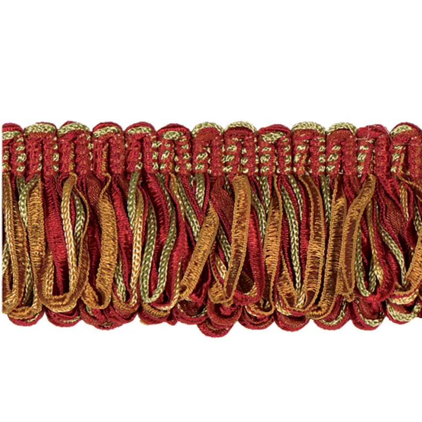 Cardinal Red Loop Fringe Trimmings Upholstery Fabric by the Yard