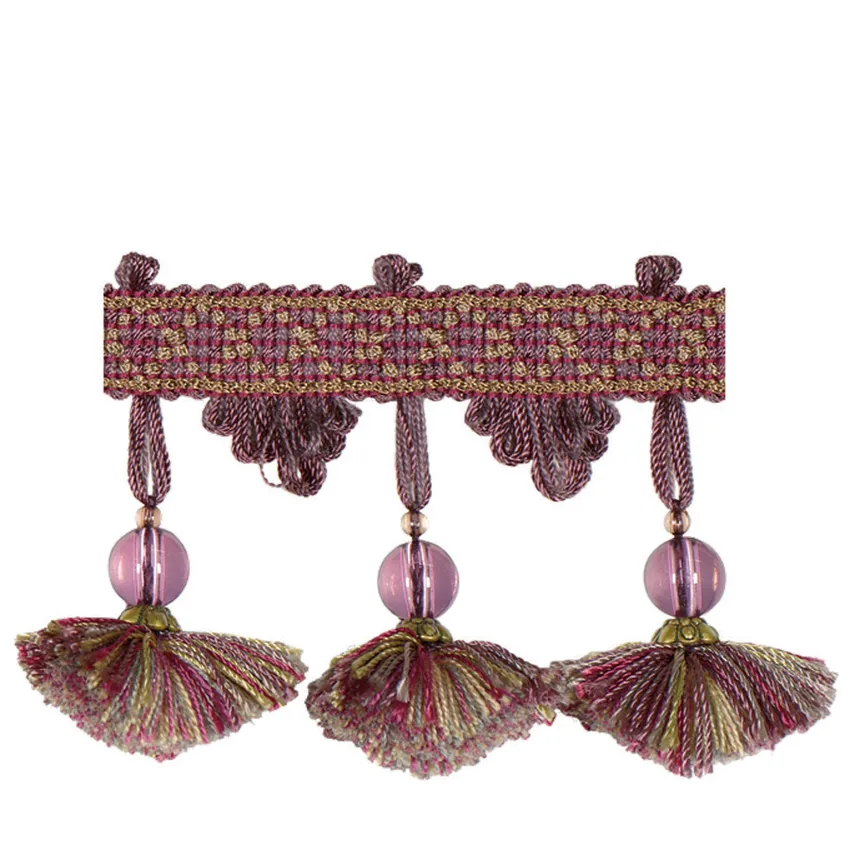 Hydrangia Lavender Beaded Trimmings Upholstery Fabric by the Yard