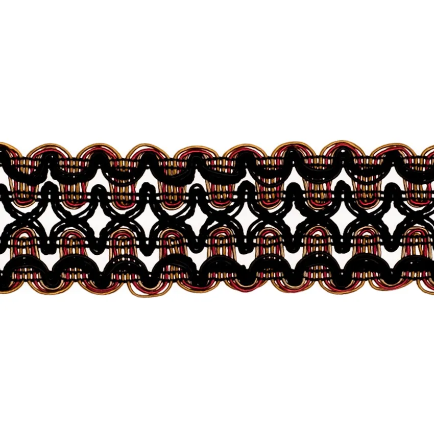 Jewel Black Multi Color Braids Upholstery Fabric by the Yard T8703 ...
