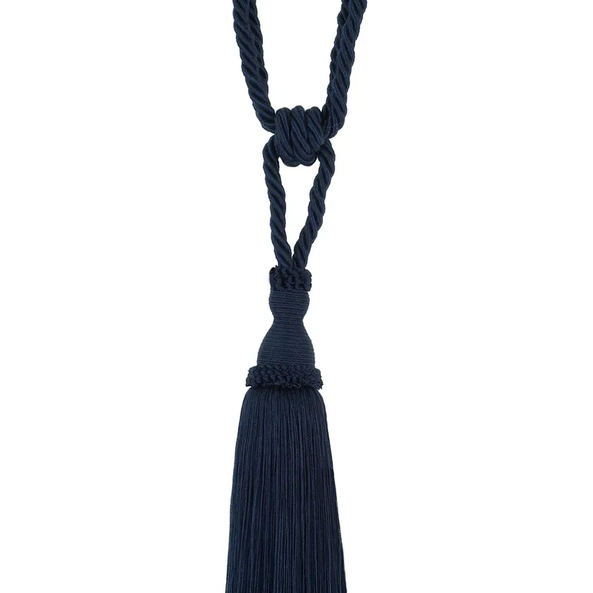 Navy Blue Tieback Single Tassel Trimmings Upholstery Fabric by the Yard