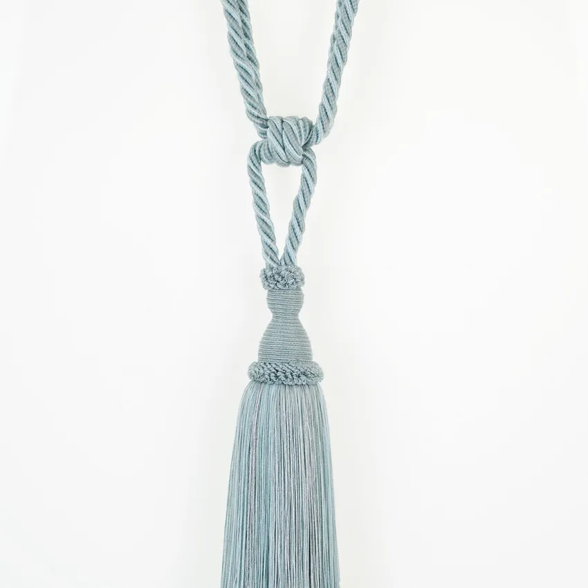 Sky Lt Blue Aqua Tieback Single Tassel Trimmings Upholstery Fabric by ...