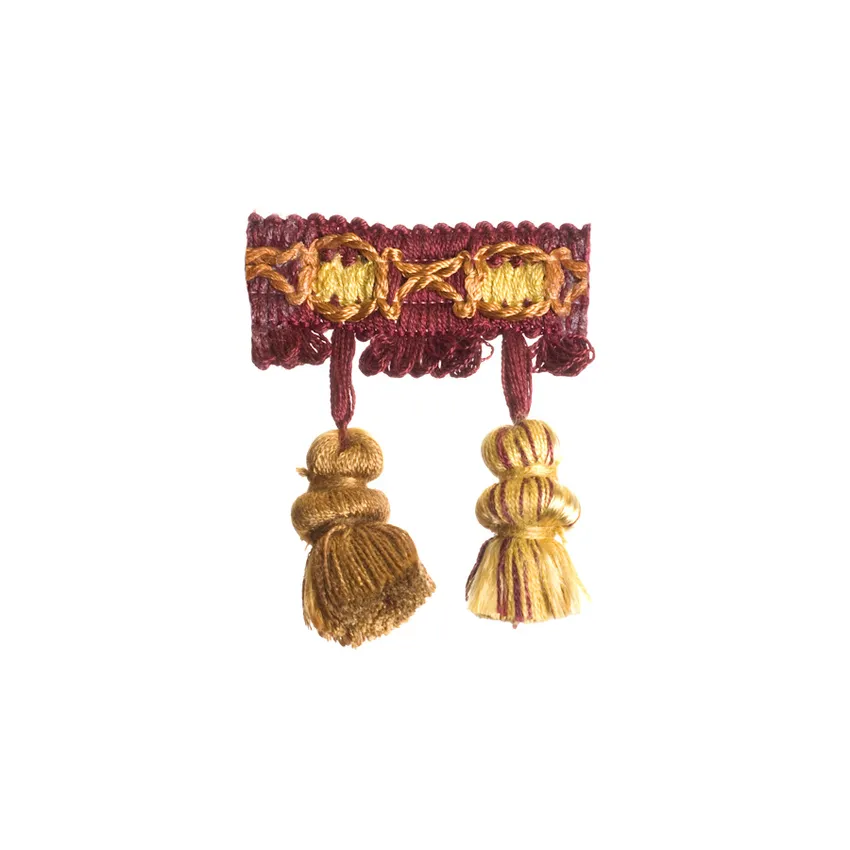 Tuscan Brown Bronze Gold Burgundy Tassel Drapery and Upholstery Fabric ...