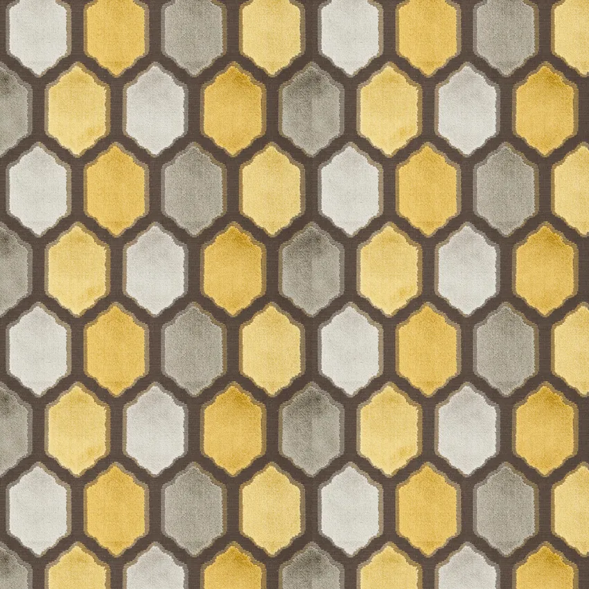 Citron Grey Gold Geometric Medallion Diamond Velvet Upholstery Fabric ...