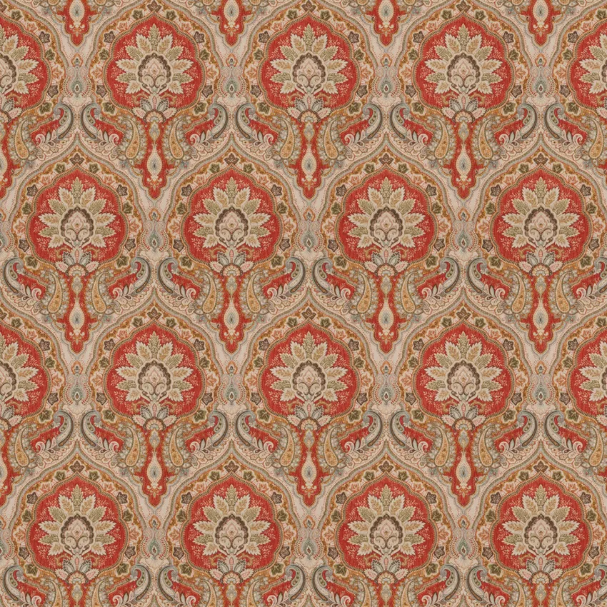 Lava Red Multi Color Print Pattern Damask Prints Non Converted Drapery ...