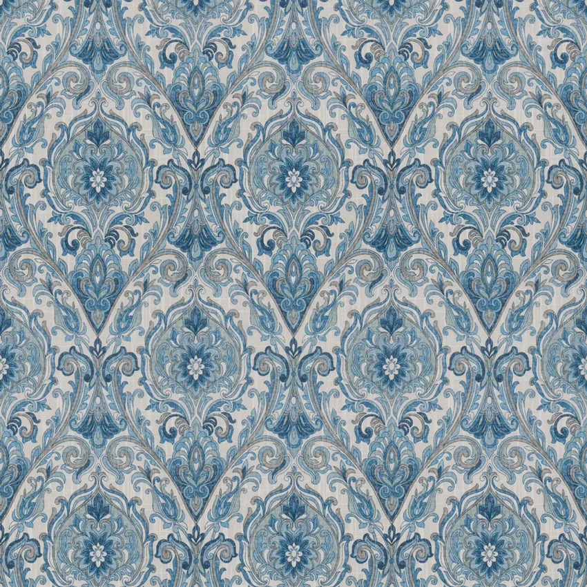 Ink Blue Print Pattern Damask Prints Non Converted Drapery and ...