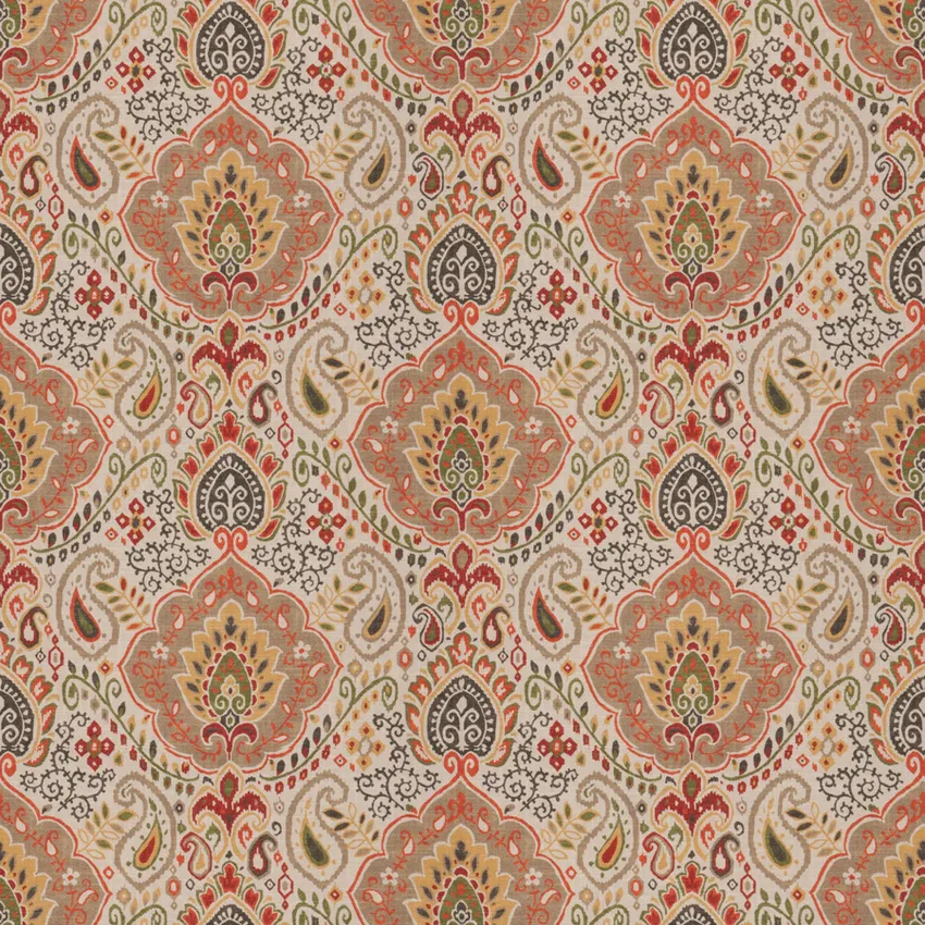 Autumn Orange Paisley Print Pattern Damask Prints Non Converted Drapery ...