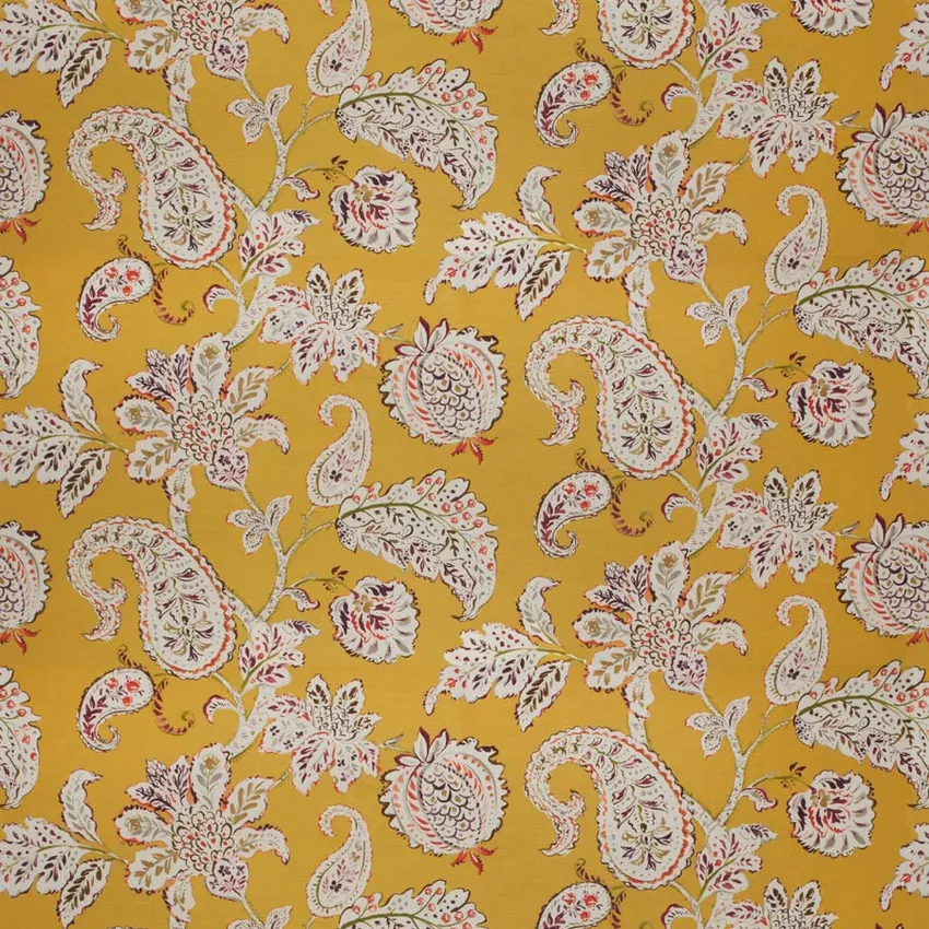 Marigold Gold Red Multi Color Floral Paisley Print Pattern Prints Non ...