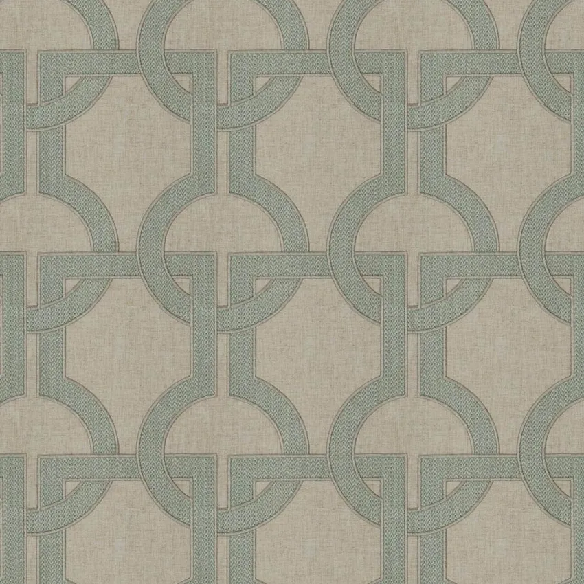 Patina Aqua Embroidery Lattice Crewels Drapery and Upholstery Fabric by ...
