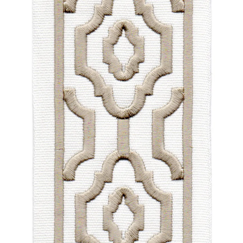 Ivory Beige Ivory and Beige Embroidered Trim Drapery and Upholstery ...
