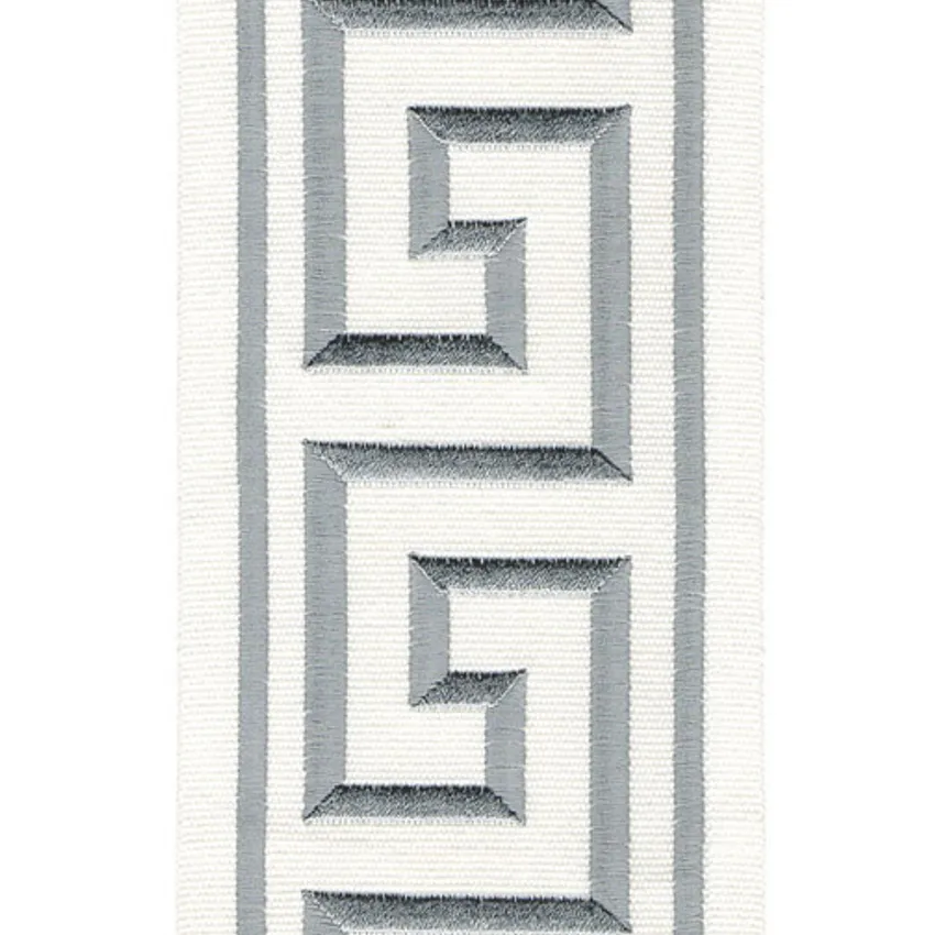 Ivory Ash Ivory and Ash Embroidered Trim Drapery and Upholstery Fabric ...
