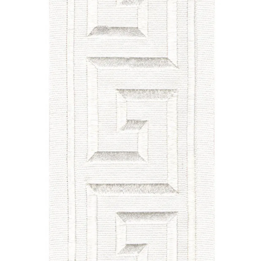 Ivory White and Ivory Embroidered Trim Drapery and Upholstery Fabric by ...