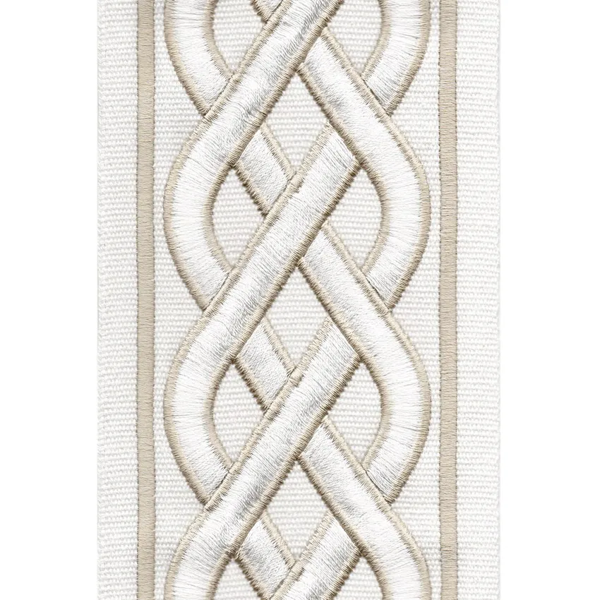 Ivory Beige Ivory and Beige Embroidered Trim Drapery and Upholstery ...