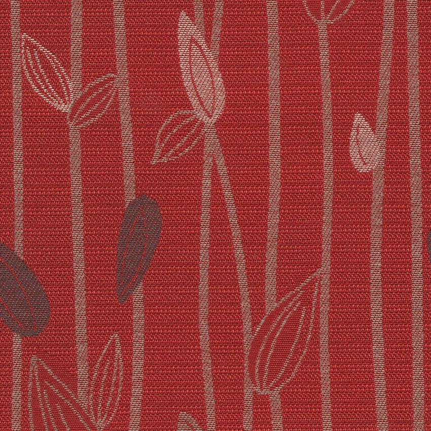 Liana Ladder Red and Grey Leaves Woven Upholstery Fabric by the Yard ...