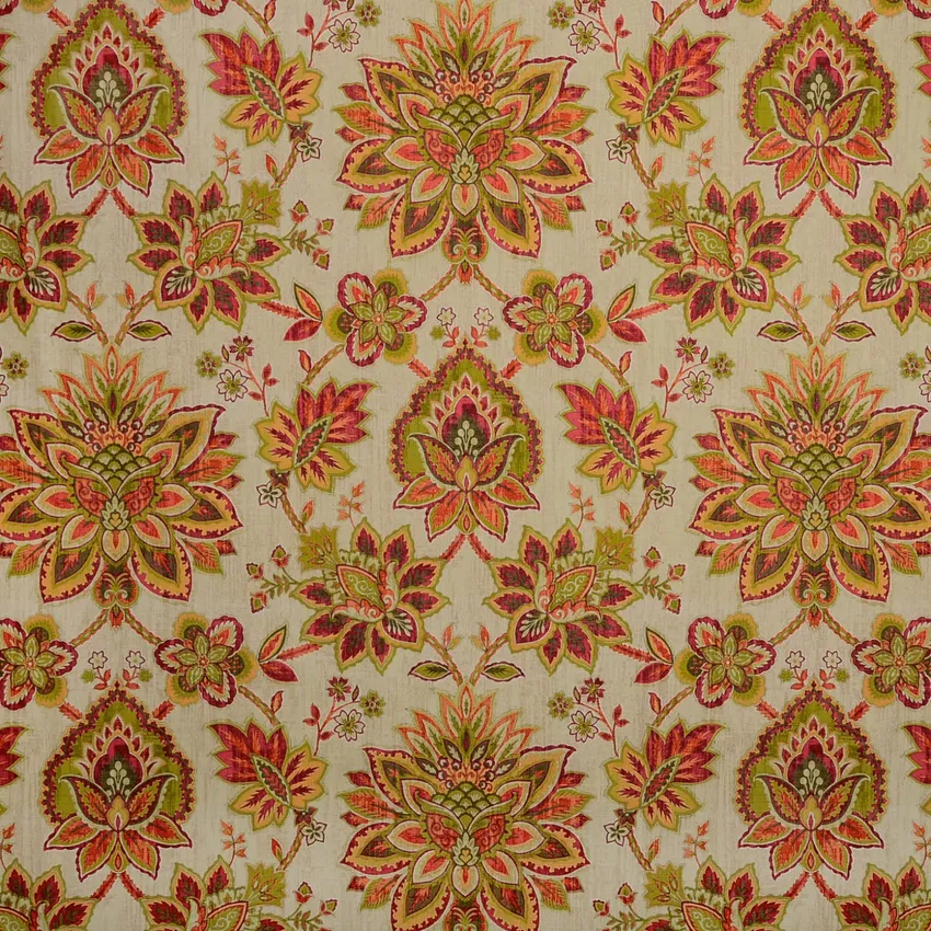 Picante Off White and Neutral Floral Linen Upholstery Fabric by the ...