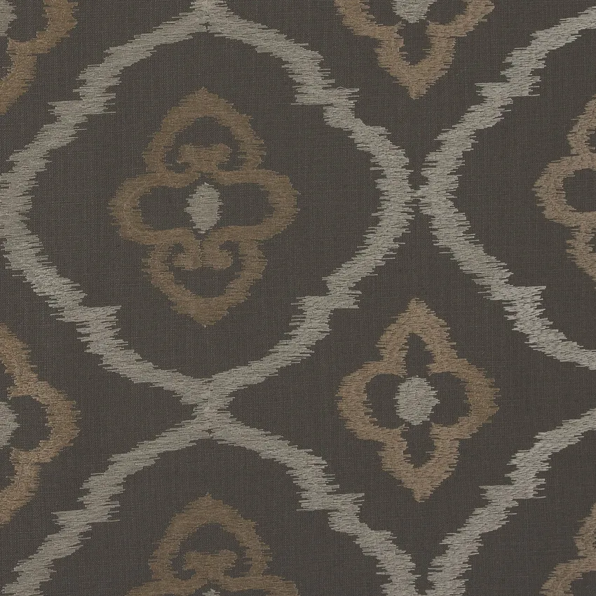 Gunmetal Brown Contemporary Embroidery Upholstery Fabric by the Yard