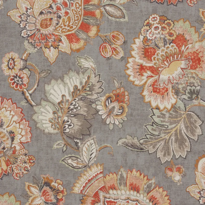 Rustic Gray Floral Multi Purpose Upholstery Fabric by the Yard