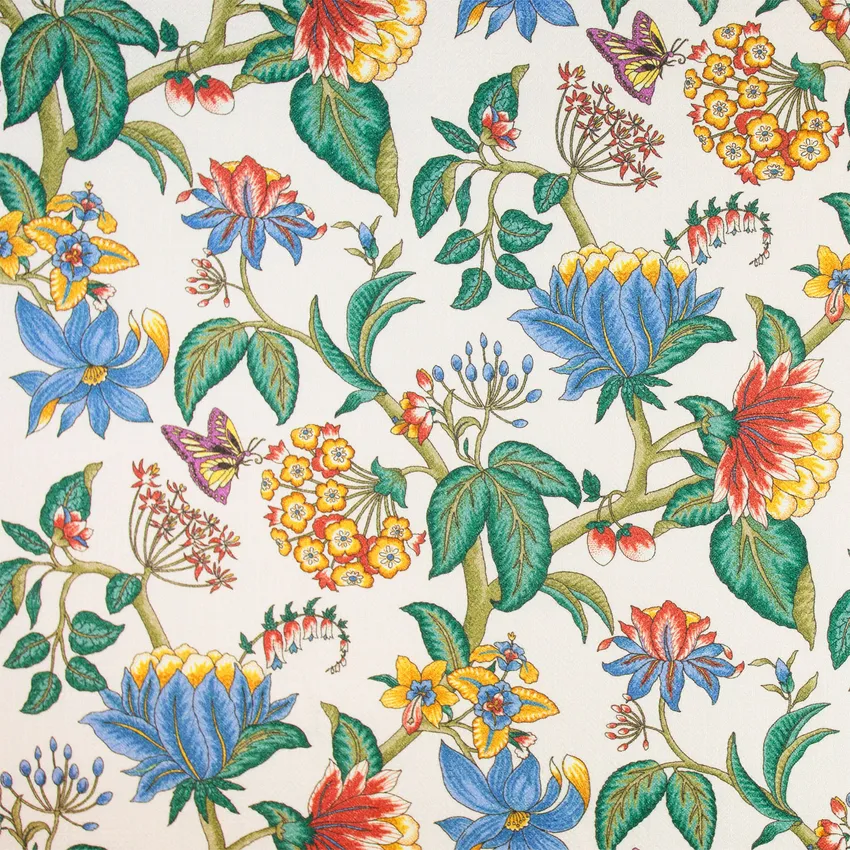 Linen Floral Print Drapery and Upholstery Fabric by the Yard