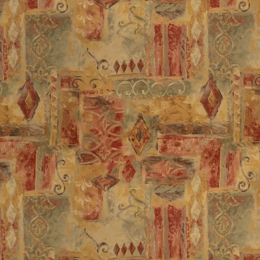 Tapestry Green and Red Contemporary Satin Drapery and Upholstery Fabric ...