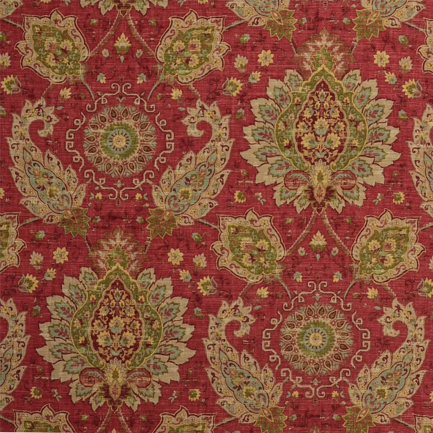 Persian Red Traditional Print Upholstery Fabric by the Yard