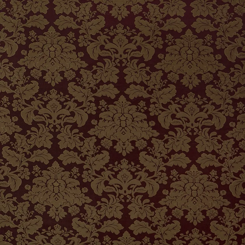 Burgundy Brown Damask Upholstery Fabric by the Yard