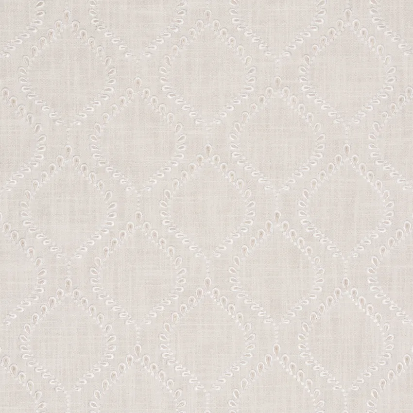 Pearl White Geometric Embroidery Upholstery Fabric by the Yard