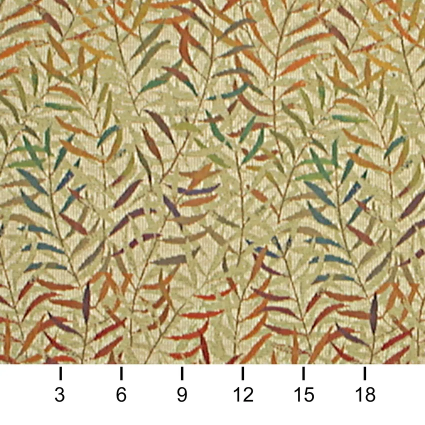 Spa Pastel Multi Color and Jewel Tones Leaves Woven Upholstery Fabric ...