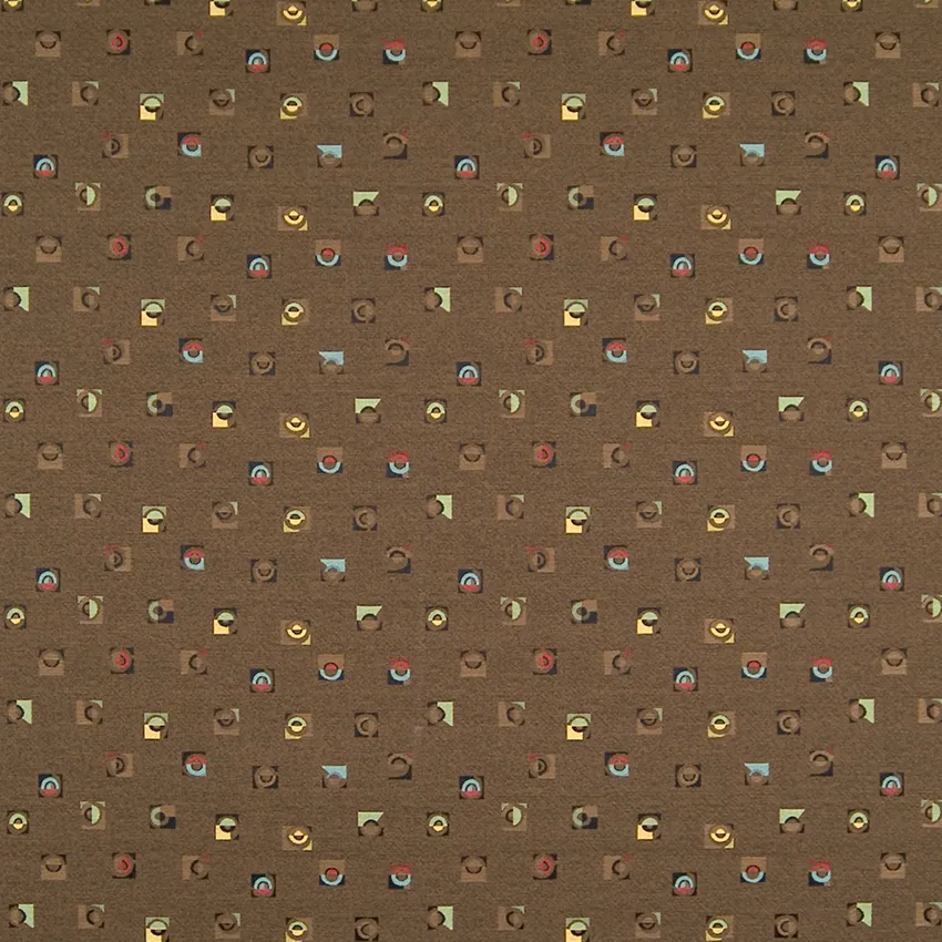 Spinners Dance Brown and Green Curvilinear Woven Upholstery Fabric by ...