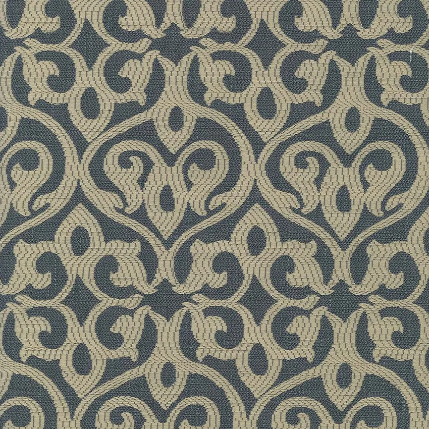 Slate Blue Cream Transitional Woven Upholstery Fabric by the Yard