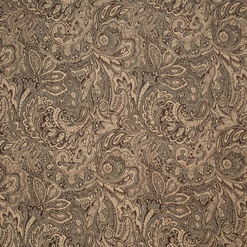 Hickory Brown Paisley Tapestry Upholstery Fabric by the Yard