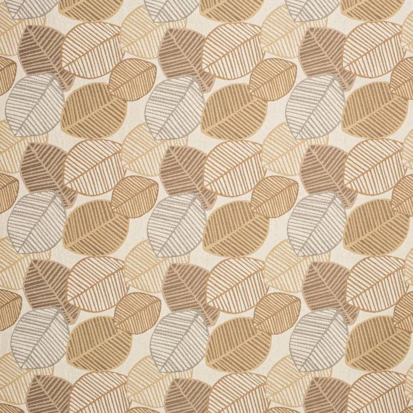 Hazelnut Brown Leaves Woven Patterns Upholstery Fabric by the Yard