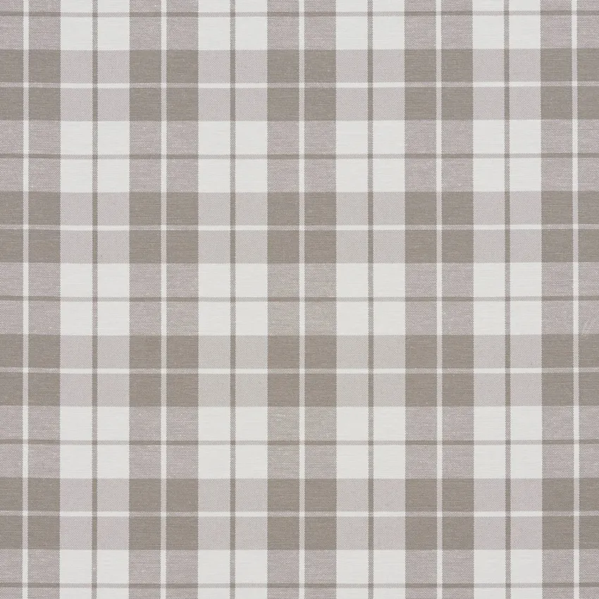 Taupe Plaid Beige and White Plaid Denim Upholstery Fabric by the Yard