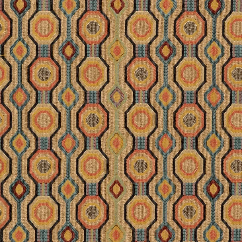 Fiesta Orange Rust Abstract Geometric Woven Patterns Upholstery Fabric ...