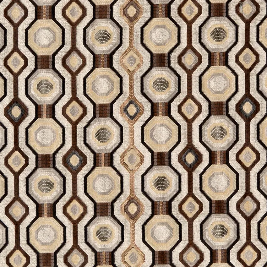 Pecan Brown Abstract Geometric Woven Patterns Upholstery Fabric by the Yard